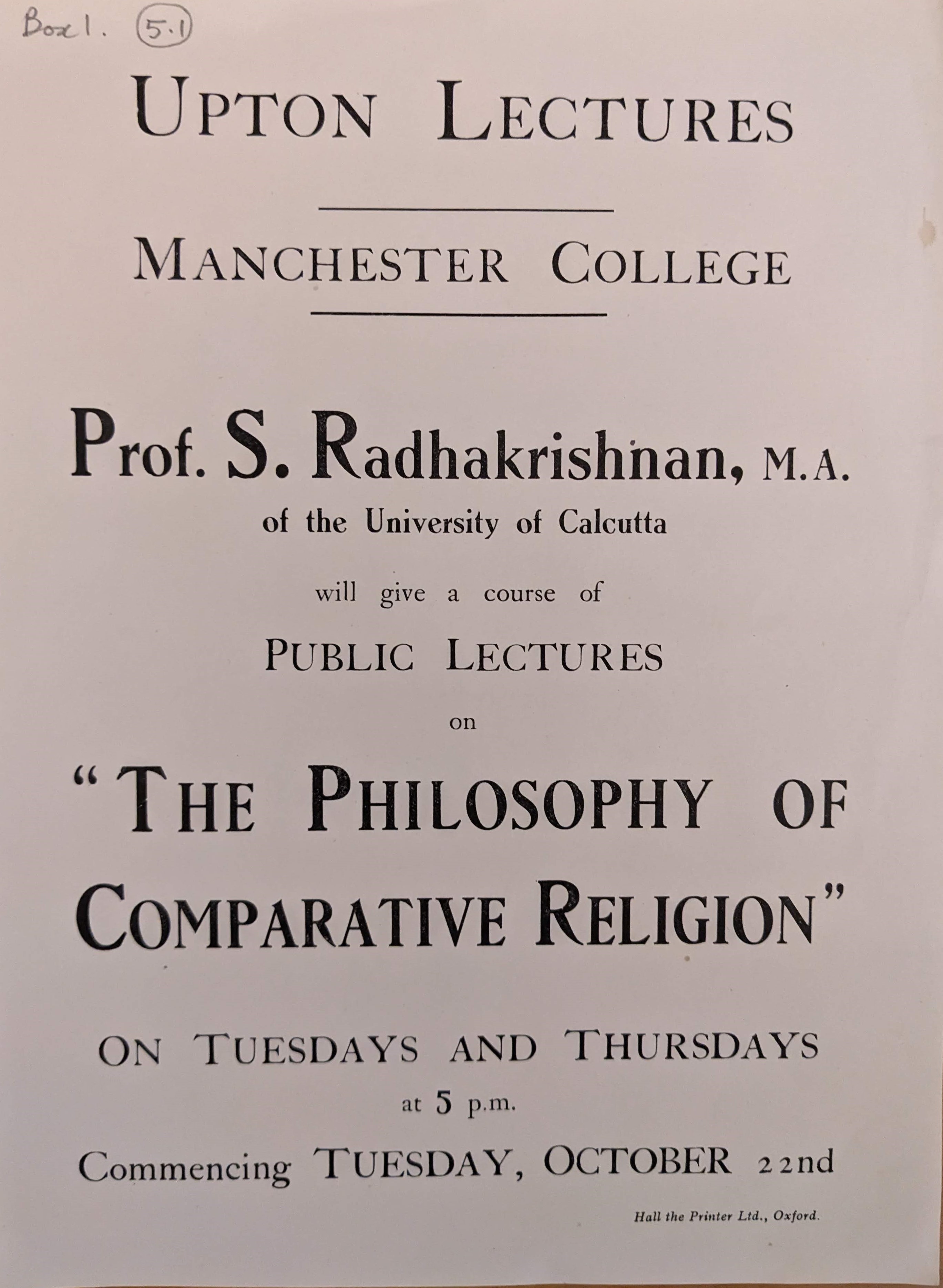 Upton lectures | Harris Manchester College